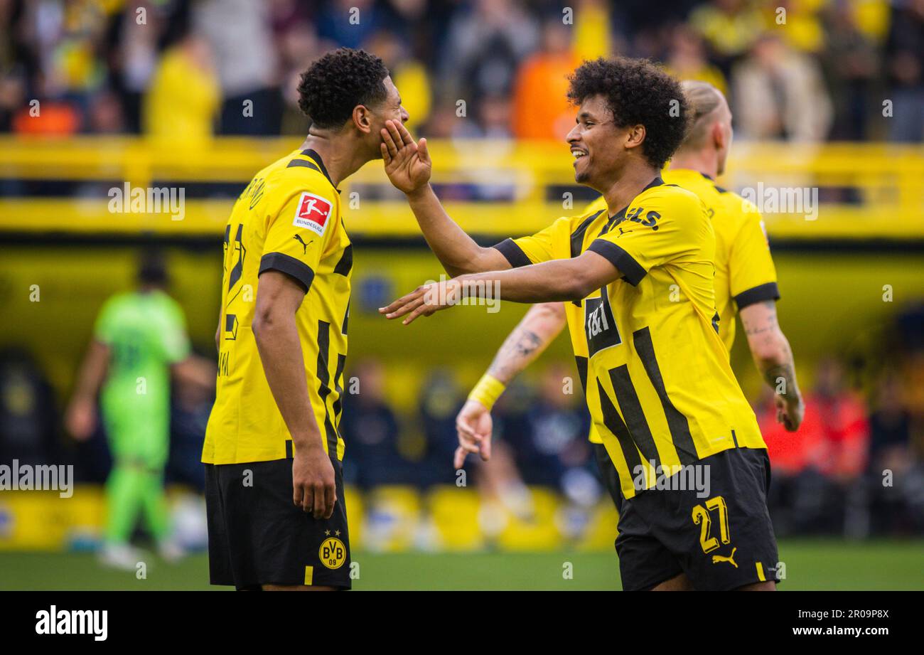 Dortmund, Germany. 07th Mai, 2023. Torjubel: Karim Adeyemi (BVB) gibt ...