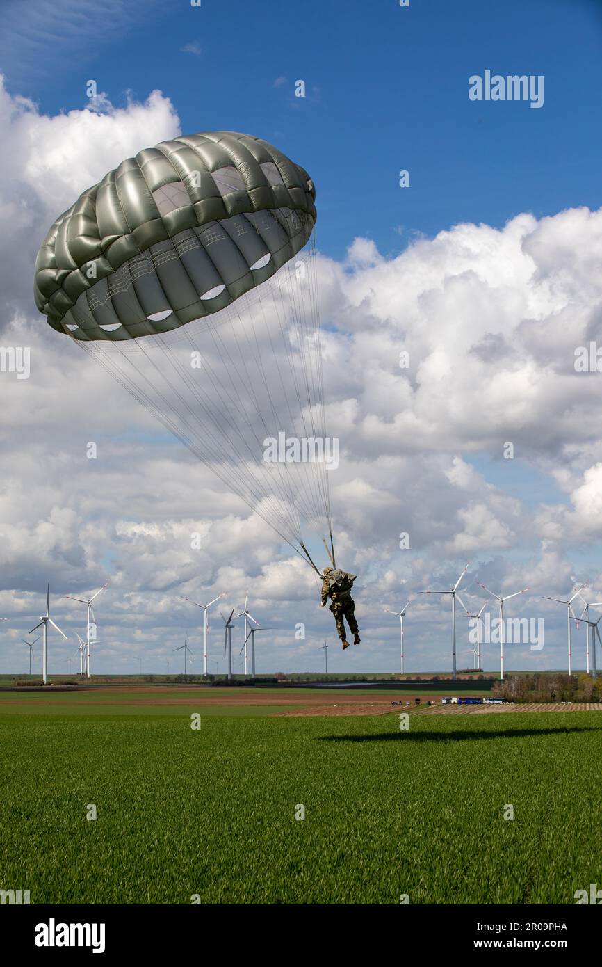 A paratrooper assigned to U.S. Special Operations Command Europe ...