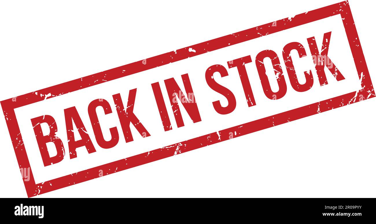 Back in stock Rubber Stamp. Red Back in stock Rubber Grunge Stamp Seal ...