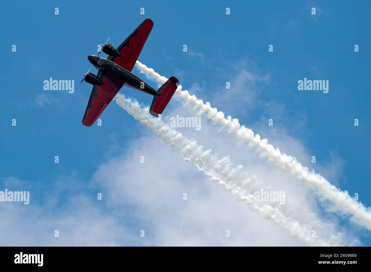 Matt Younkin, Twin Beech 18 pilot, soars over the flightline during the ...