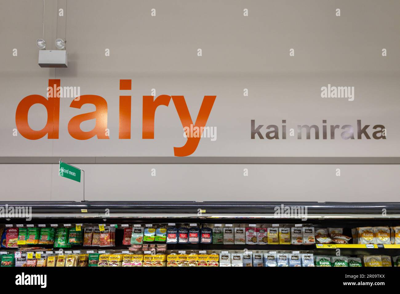 Queenstown, New Zealand - April 20, 2023: Signage above the Dairy ...