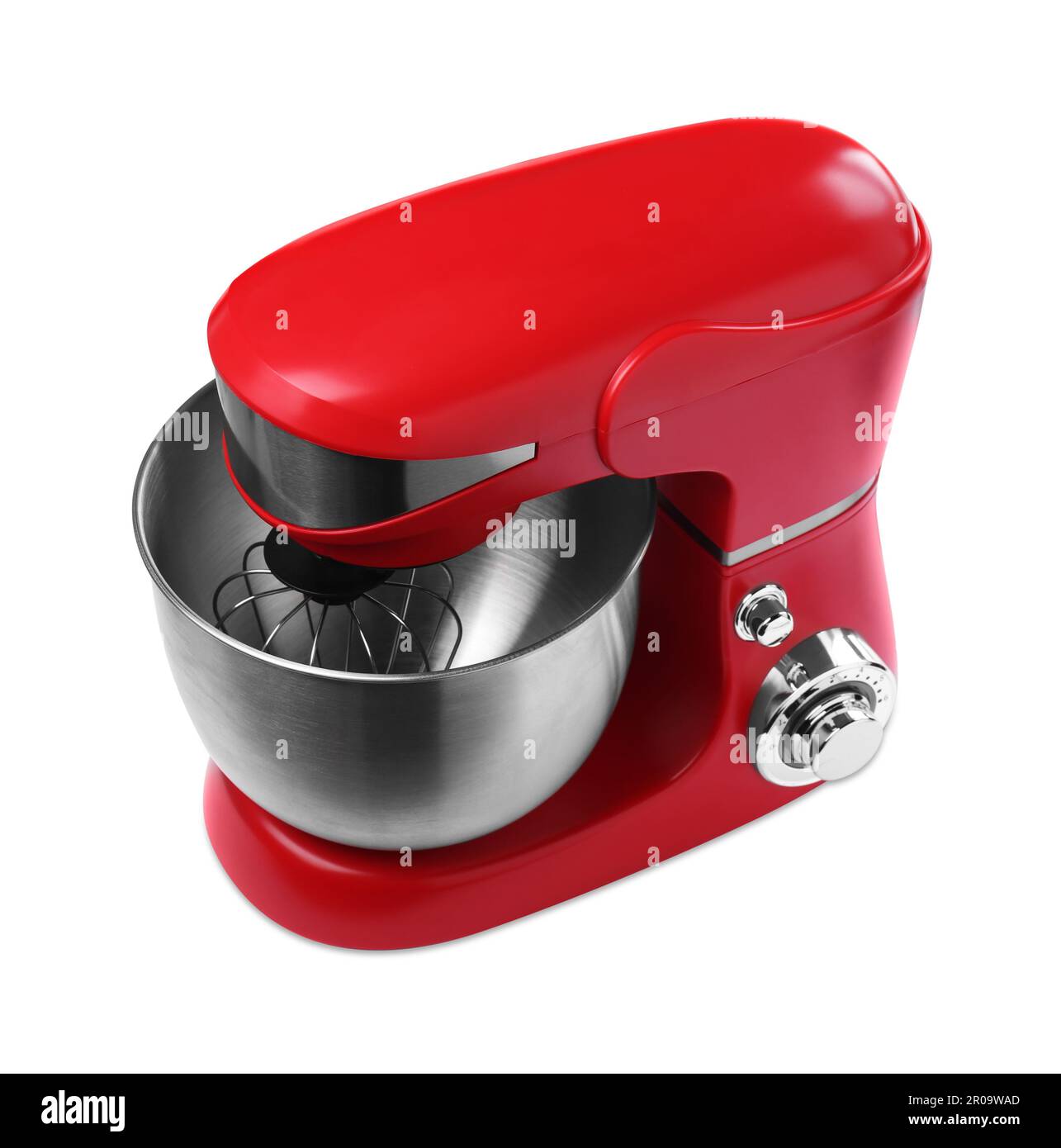 Modern red stand mixer isolated on white Stock Photo - Alamy