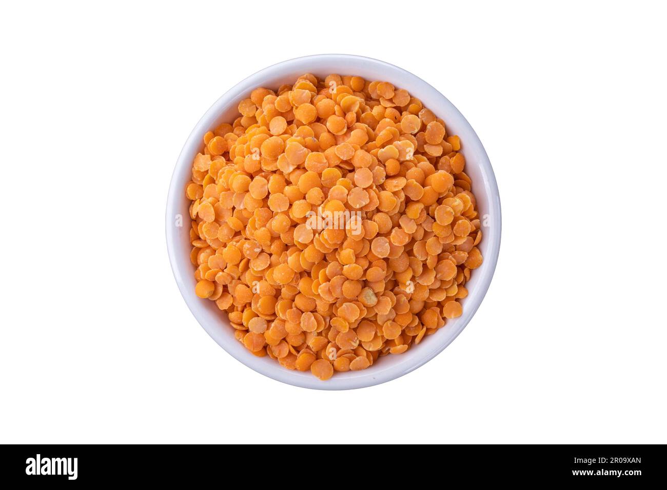 Red lentils pile isolated. Dry orange lentil grains, heap of dal, raw daal, dhal, masoor, Lens ...