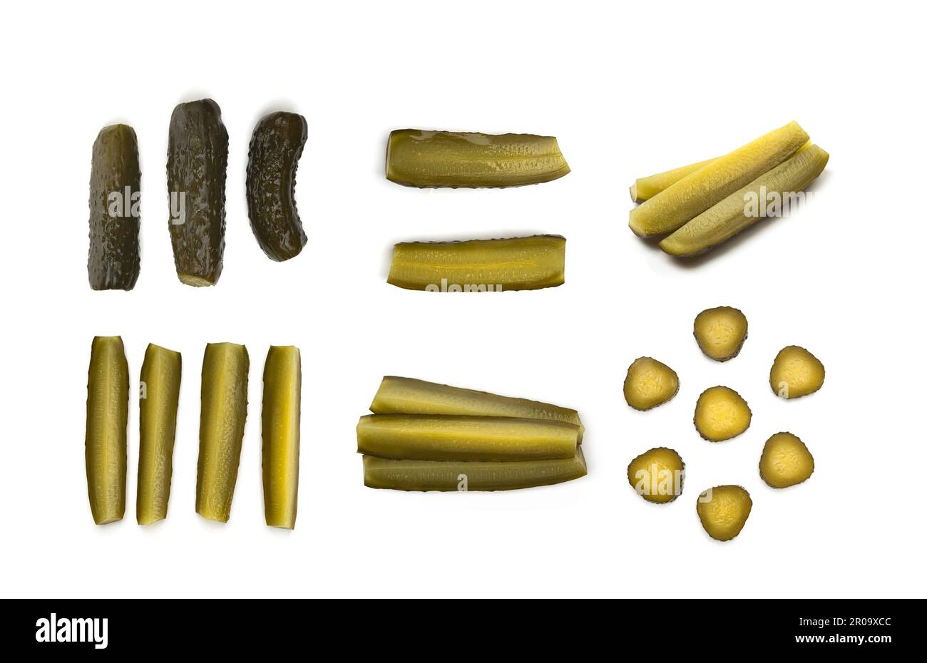 Set of pickle slice cucumber isolated on white background. Marinated ...