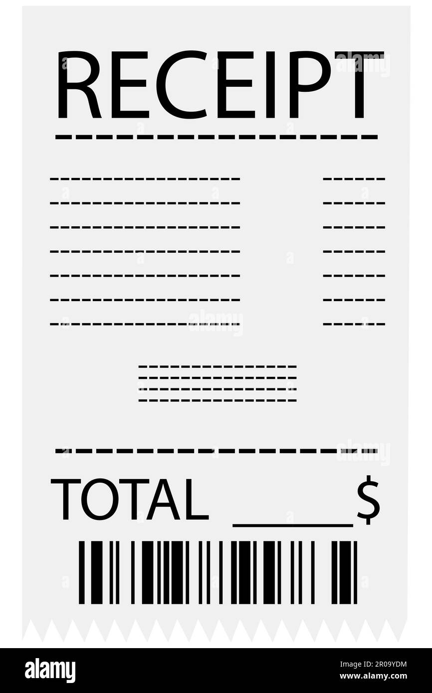 Illustration of paper check on white background Stock Photo - Alamy