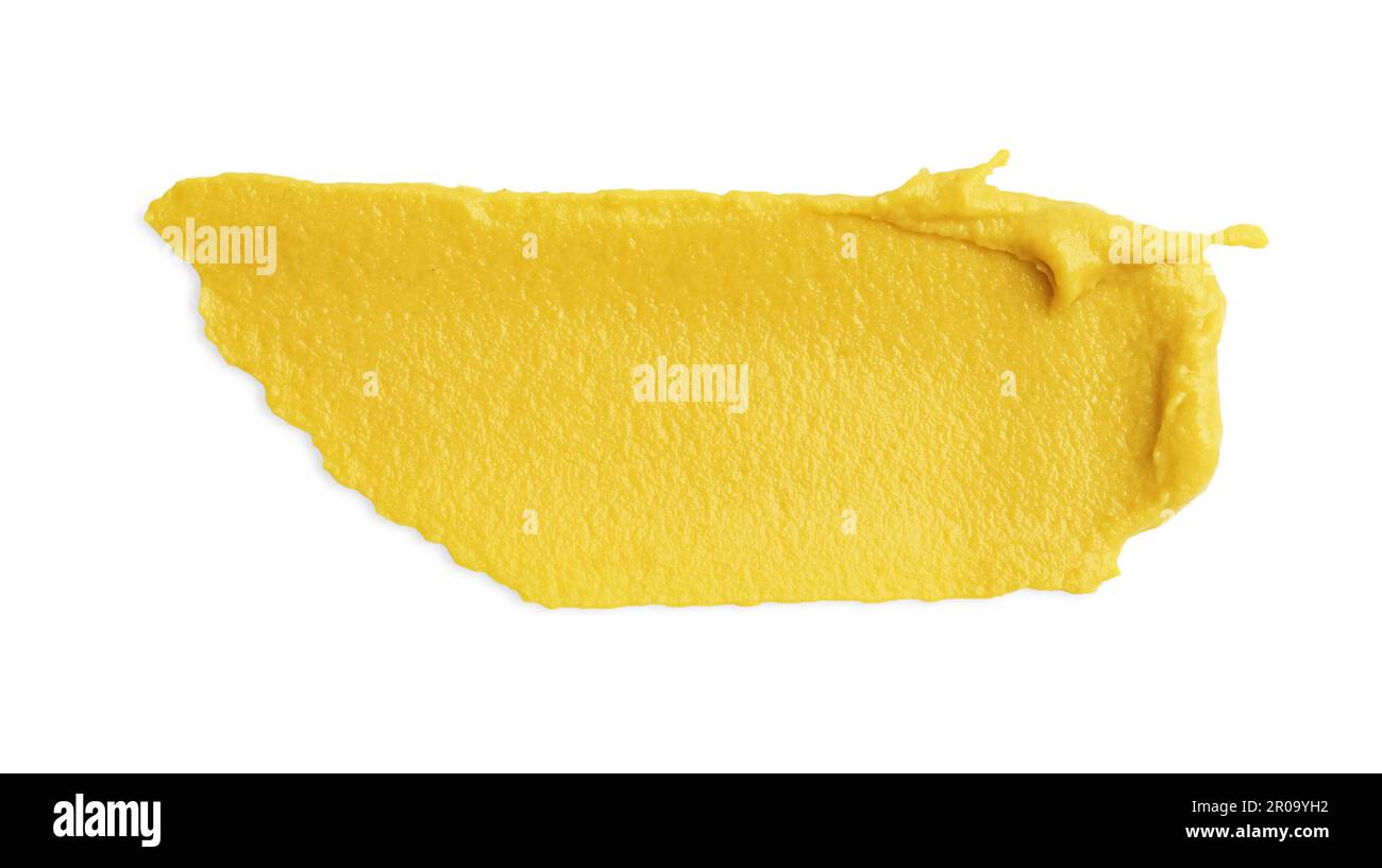 Tasty mustard isolated on white, top view. Spicy sauce Stock Photo - Alamy