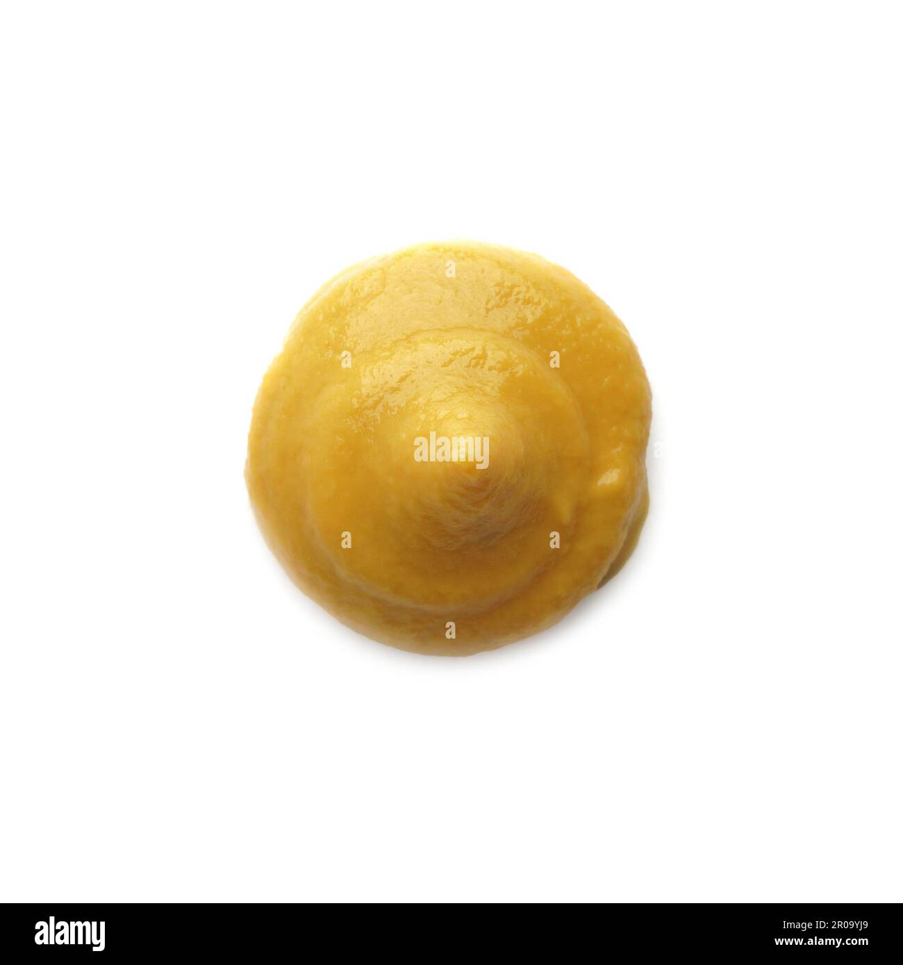 Delicious mustard isolated on white, top view Stock Photo - Alamy