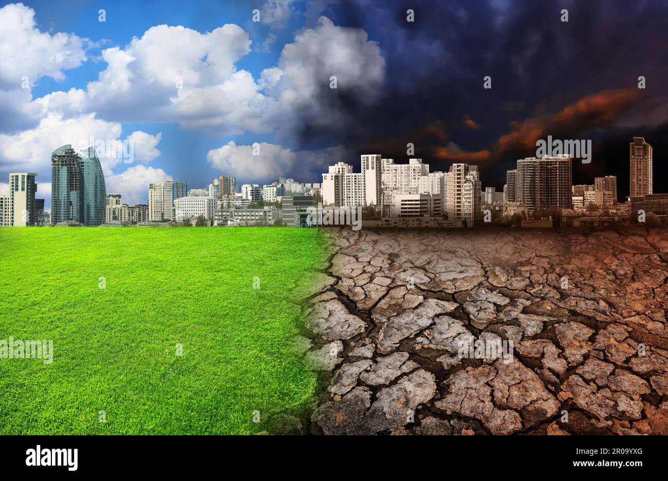 Conceptual photo depicting Earth destroyed by environmental pollution ...