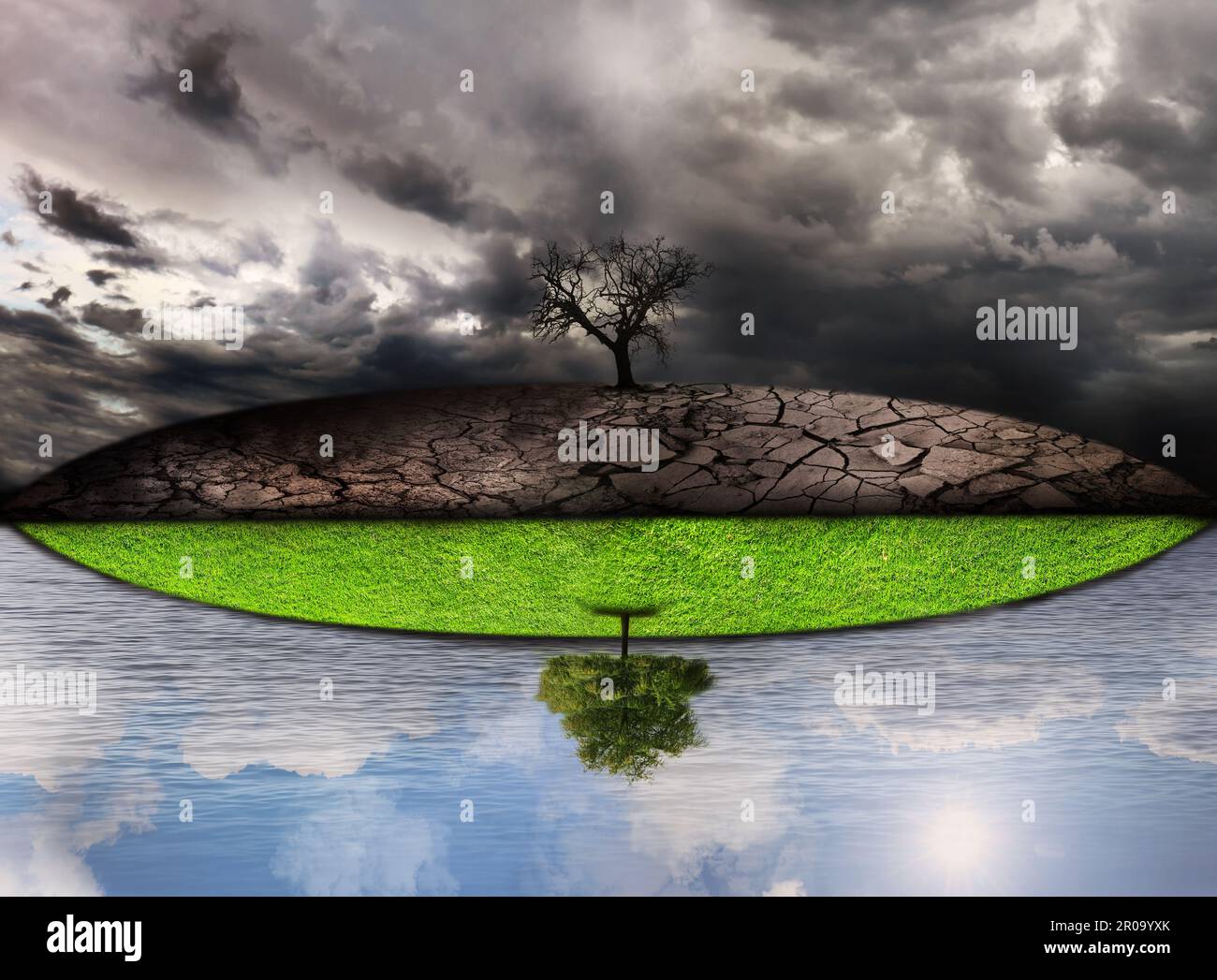 Conceptual photo depicting Earth destroyed by environmental pollution ...