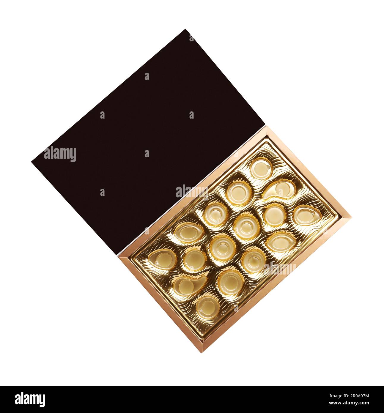 Empty box of chocolate candies isolated on white, top view Stock Photo ...
