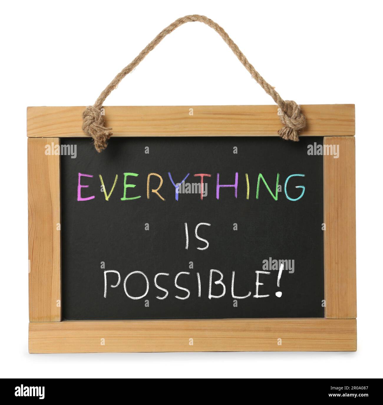Small chalkboard with motivational quote Everything is possible on ...