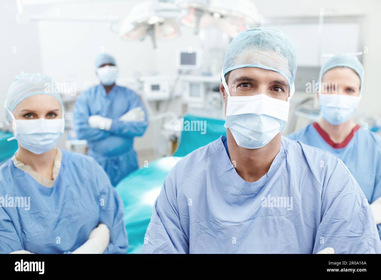 Quality medical care. Portrait of a medical team of surgeons standing ...