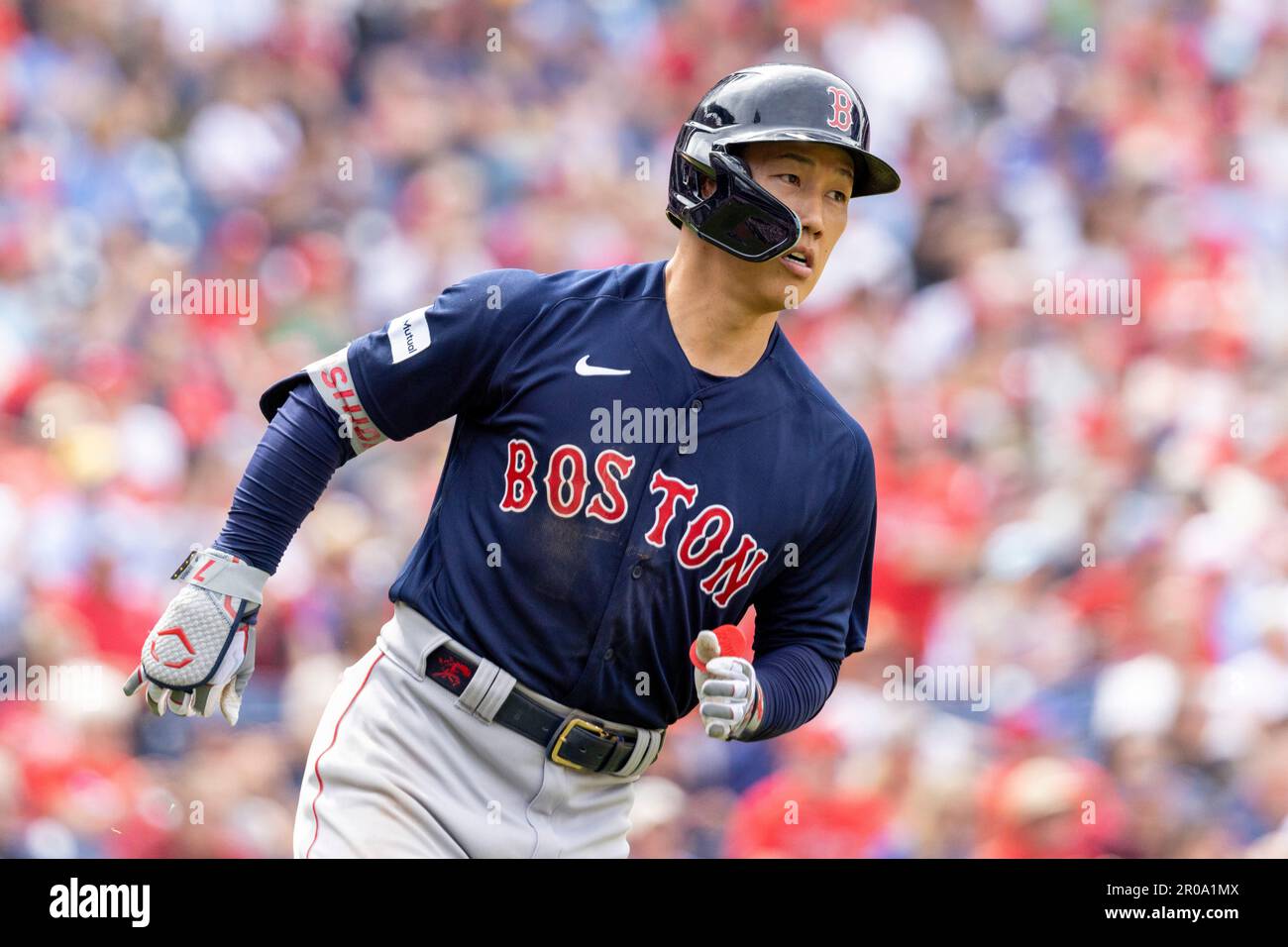 Boston Red Sox's Masataka Yoshida in action during a baseball game against the Philadelphia ...