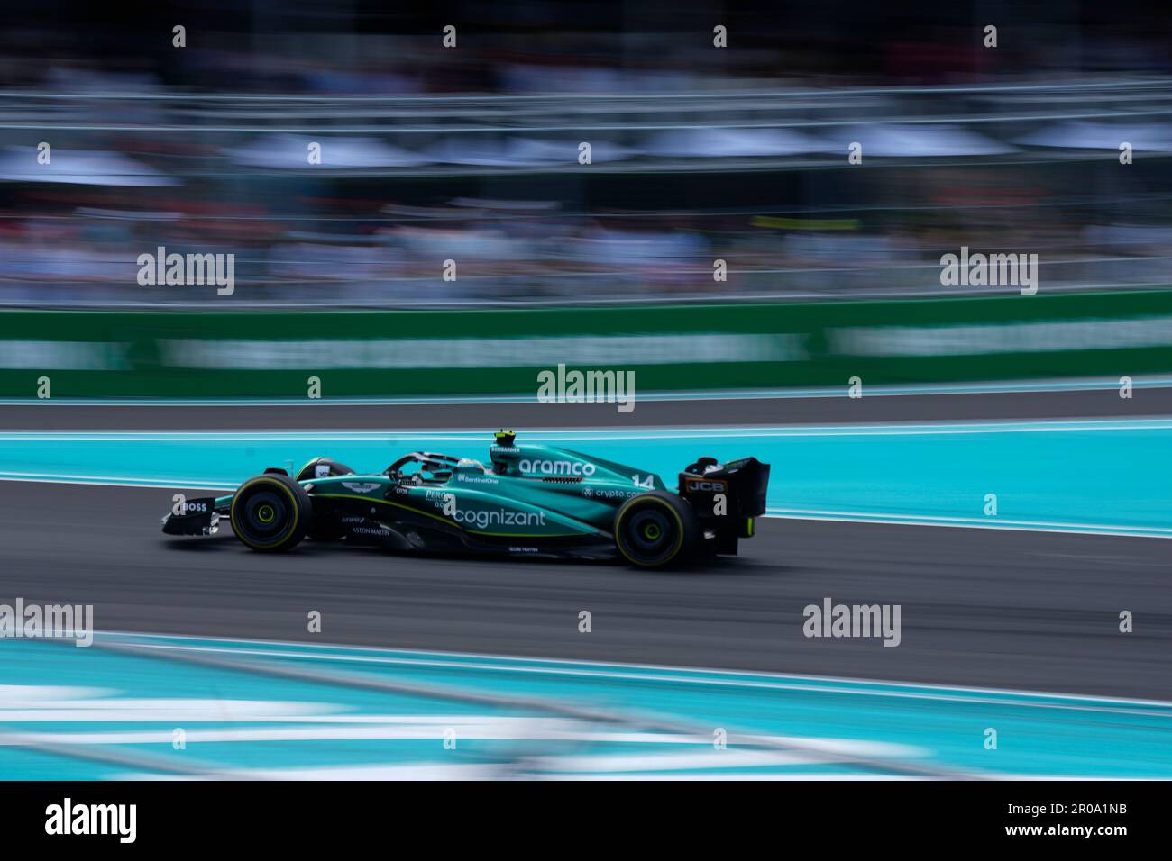 Aston Martin driver Fernando Alonso, of Spain, competes in the Formula ...
