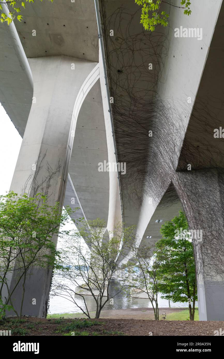 View of the Interstate 90 floating bridges from South Day Street Park ...