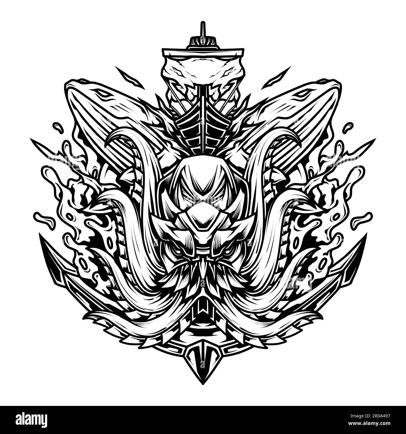 Octopus drawing vector hi-res stock photography and images - Alamy