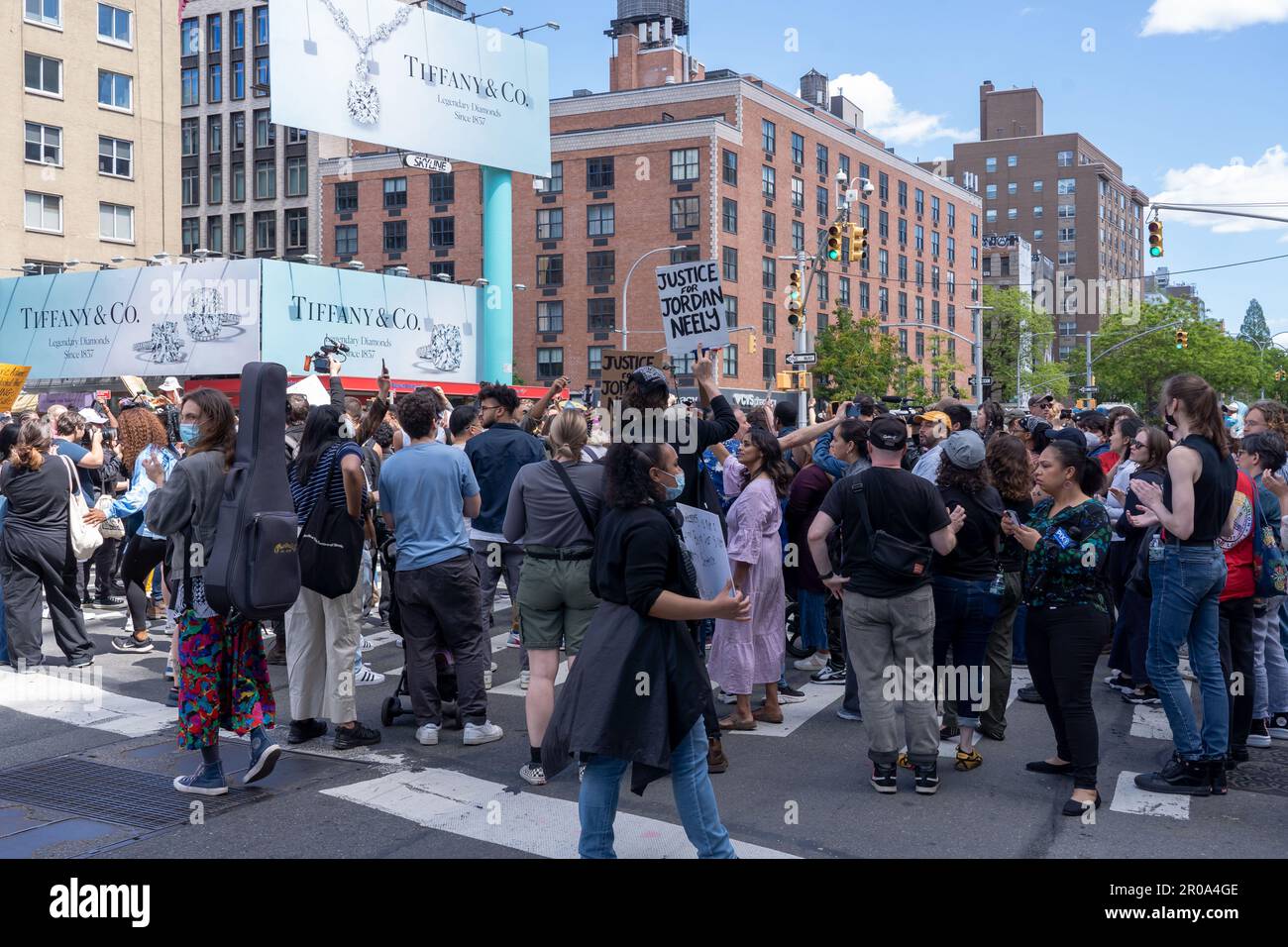 New York, USA. 06th May, 2023. Protesters march from the Broadway ...
