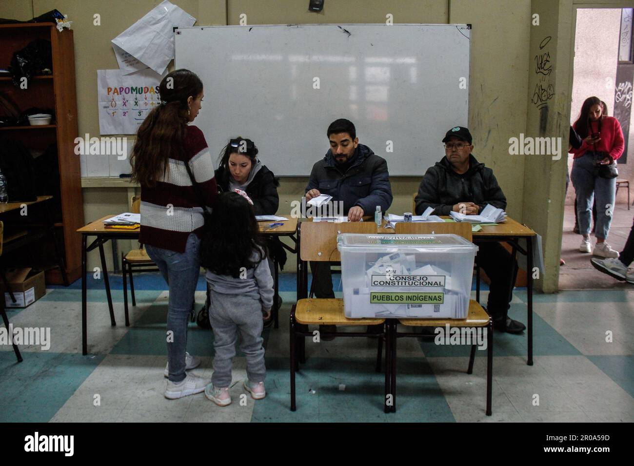Valparaiso, Chile. 07th May, 2023. A woman seen at the polling station ...