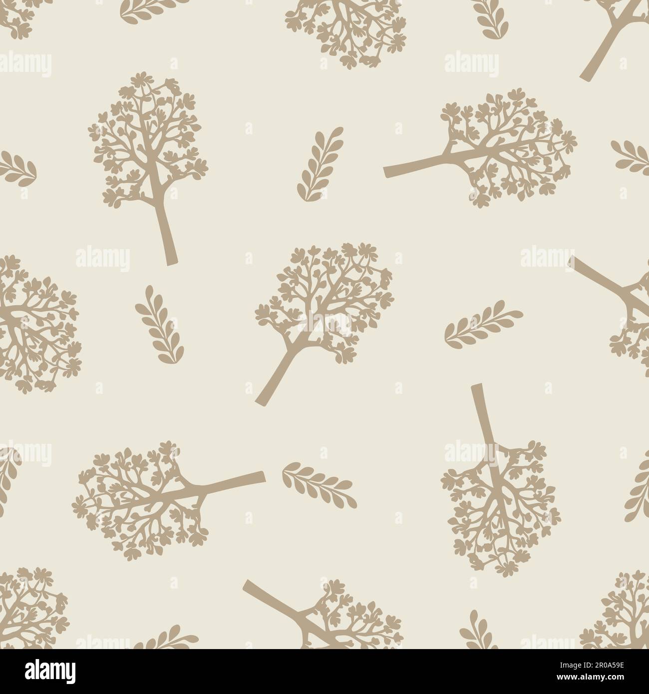 Quirky forest tree lino cut motif vector pattern. Seamless decoration ...