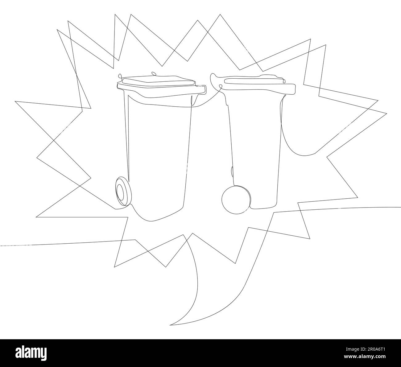 One Continuous Line Of Speech Bubble With Garbage Bin Thin Line Illustration Vector Concept