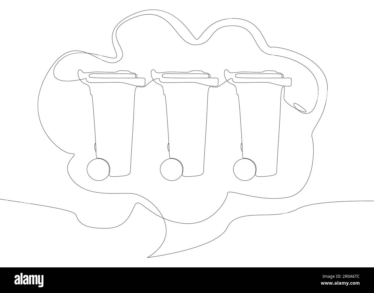 One Continuous Line Of Speech Bubble With Garbage Bin Thin Line Illustration Vector Concept