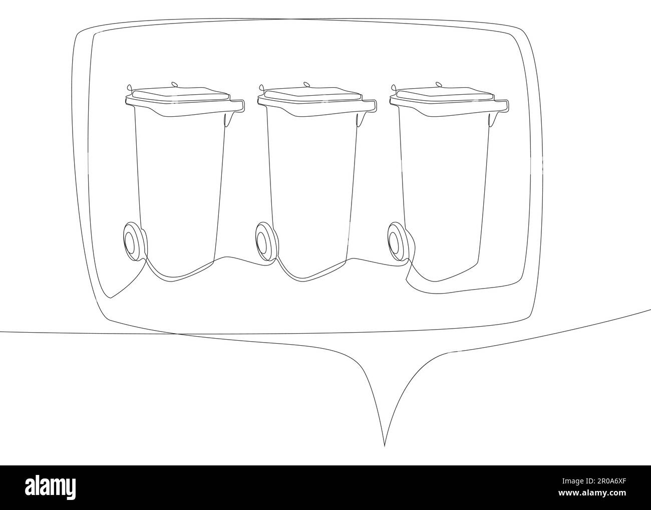 One Continuous Line Of Speech Bubble With Garbage Bin Thin Line Illustration Vector Concept