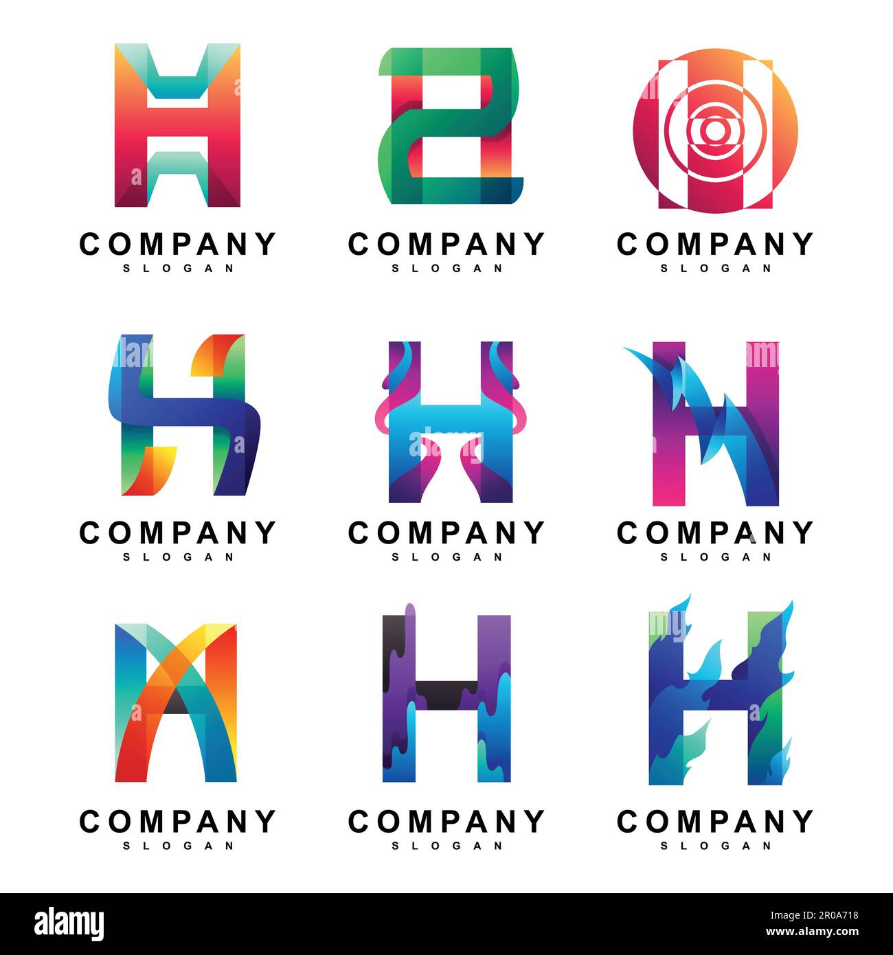 colorful letter h set logo Stock Vector Image & Art - Alamy