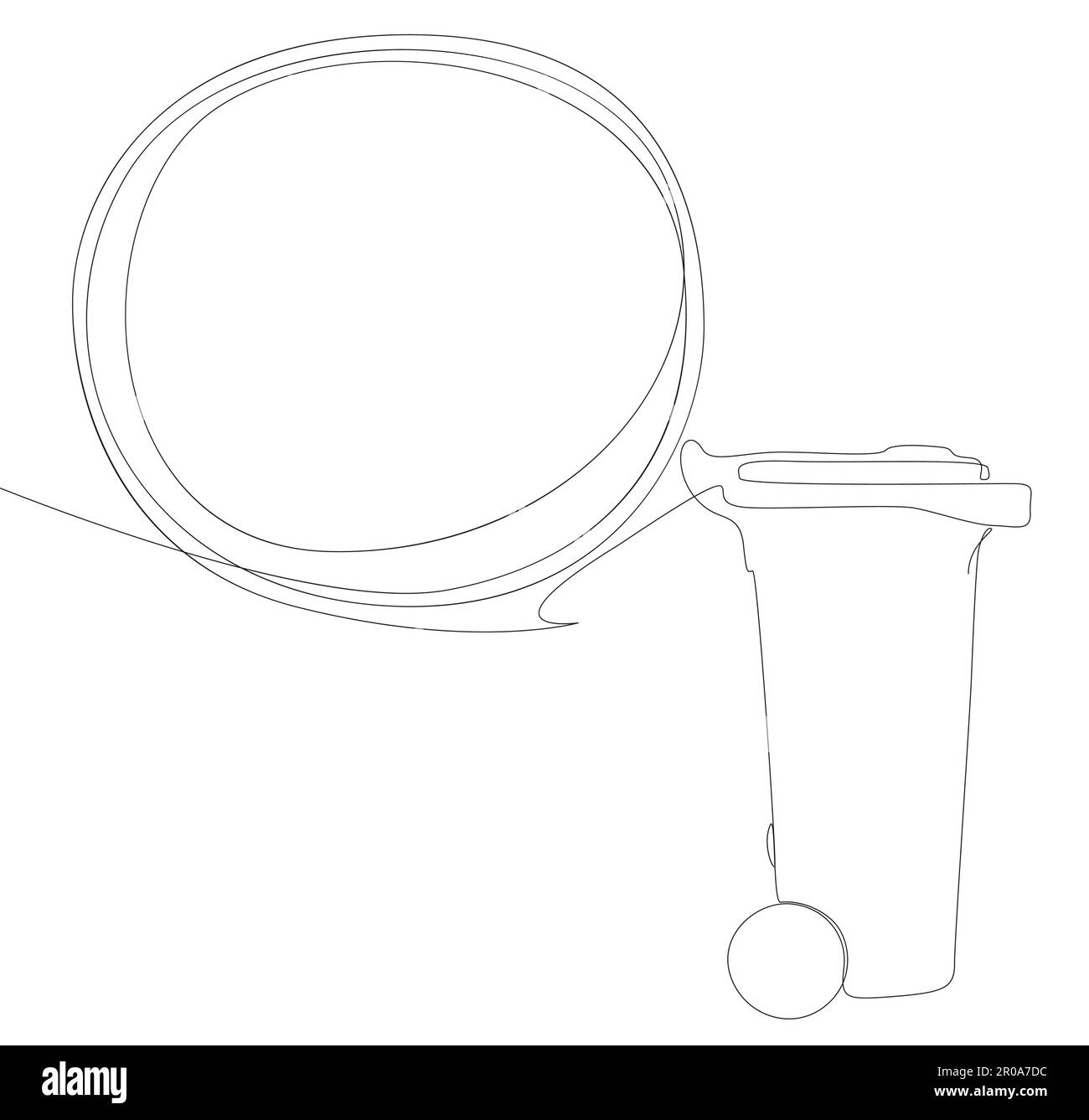 One Continuous Line Of Speech Bubble With Garbage Bin Thin Line Illustration Vector Concept