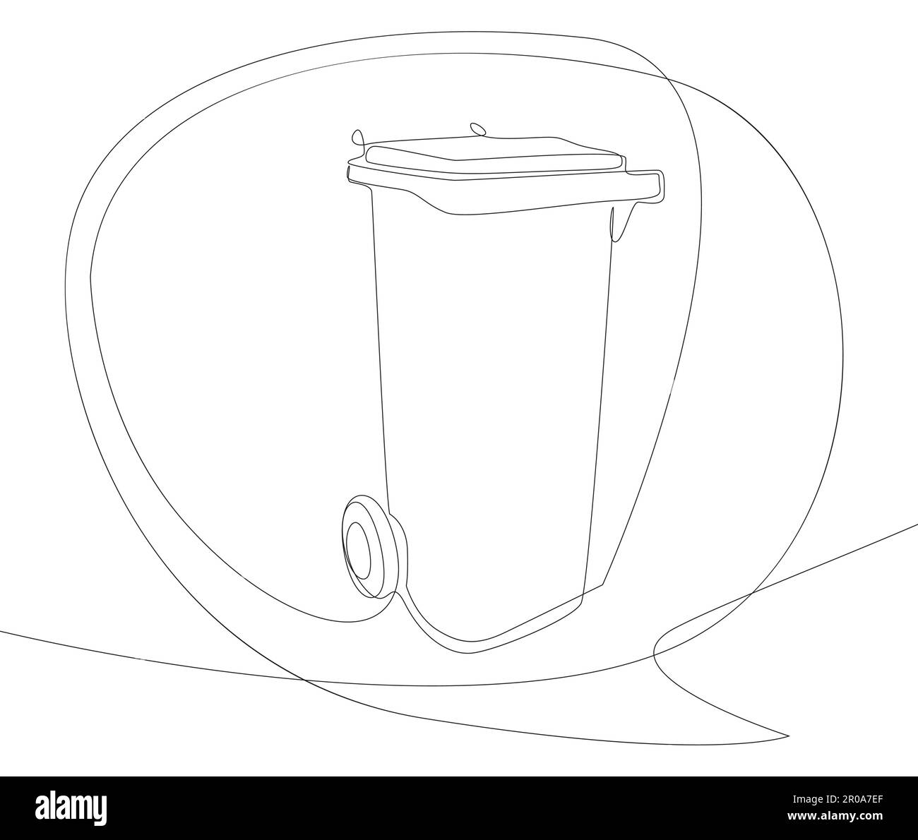 One Continuous Line Of Speech Bubble With Garbage Bin Thin Line Illustration Vector Concept