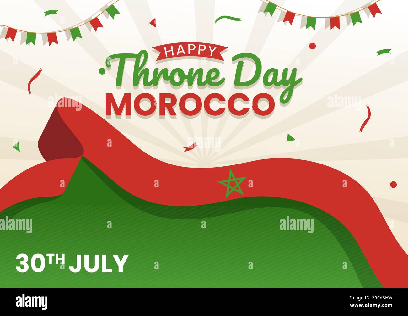 Happy Morocco Throne Day Vector Illustration with Waving Flag in ...
