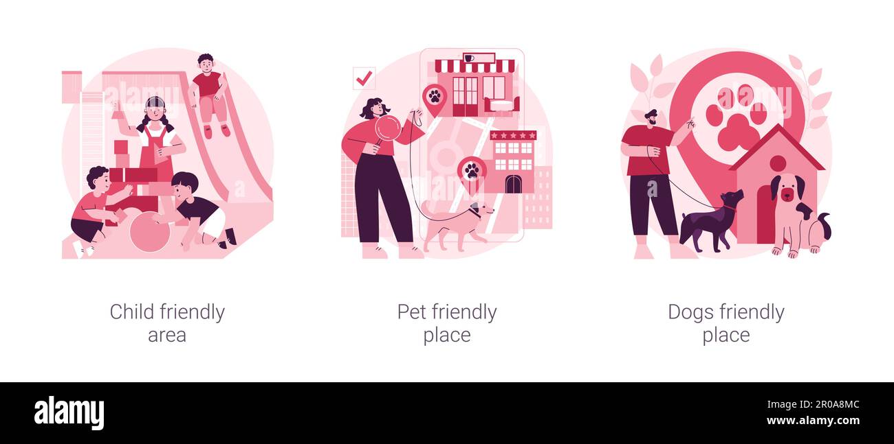 Inclusive public places abstract concept vector illustration set. Child ...