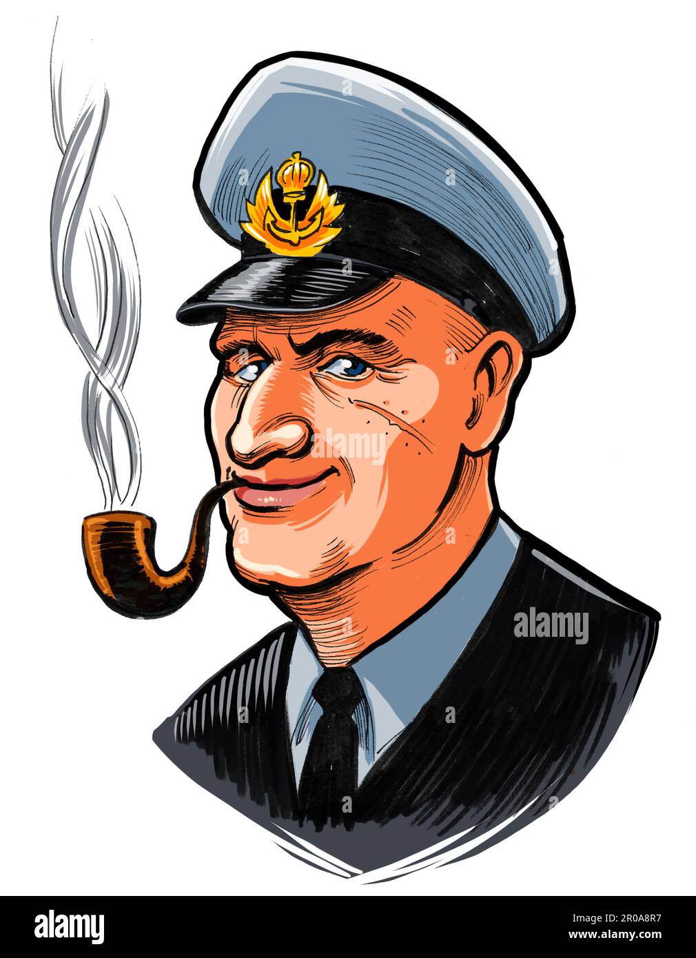 Sea captain character smoking Cut Out Stock Images & Pictures - Alamy