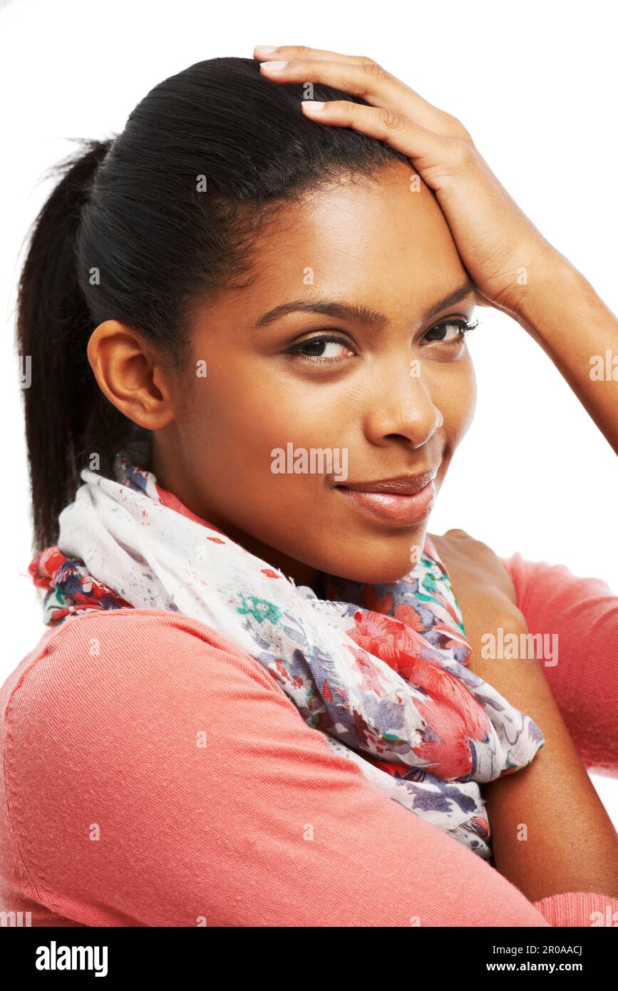 Perfect pretty poser. Portrait of a beautiful young woman posing with ...