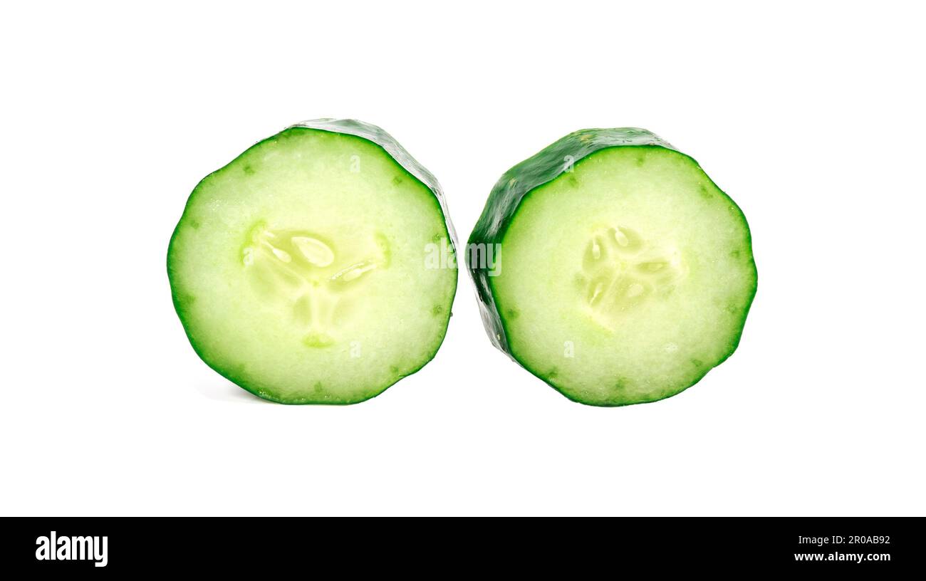 Fresh slice cucumber on white background Stock Photo - Alamy