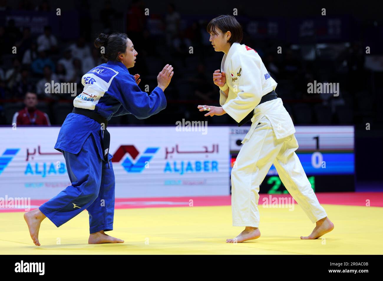 Ali Bin Hamad Al Attiyah Arena, Doha, Qatar. 7th May, 2023. (L-R) Katharina Menz (GER), Natsumi ...