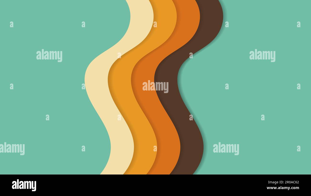 Paper cut Vintage 70s background vector. Waves, swirl, paper art vector ...