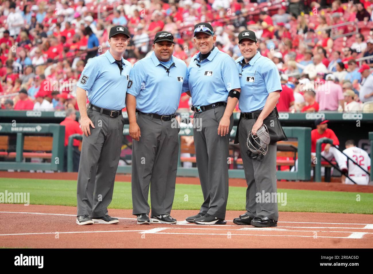 St. Louis, USA. 07th May, 2023. Major League umpires (L to R) Junior ...