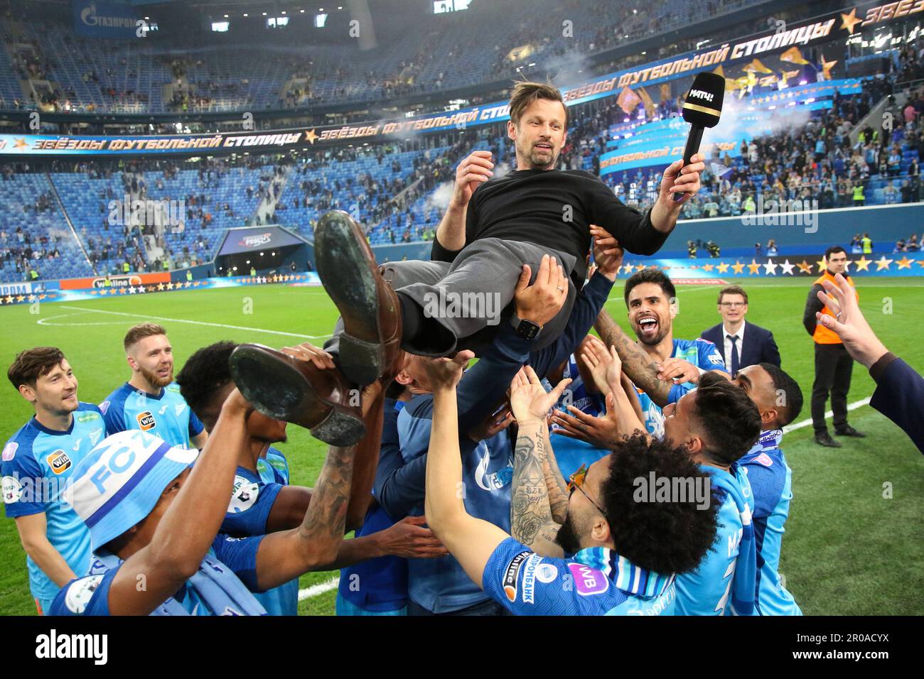 Saint Petersburg, Russia. 07th May, 2023. Sergei Semak, head coach of ...