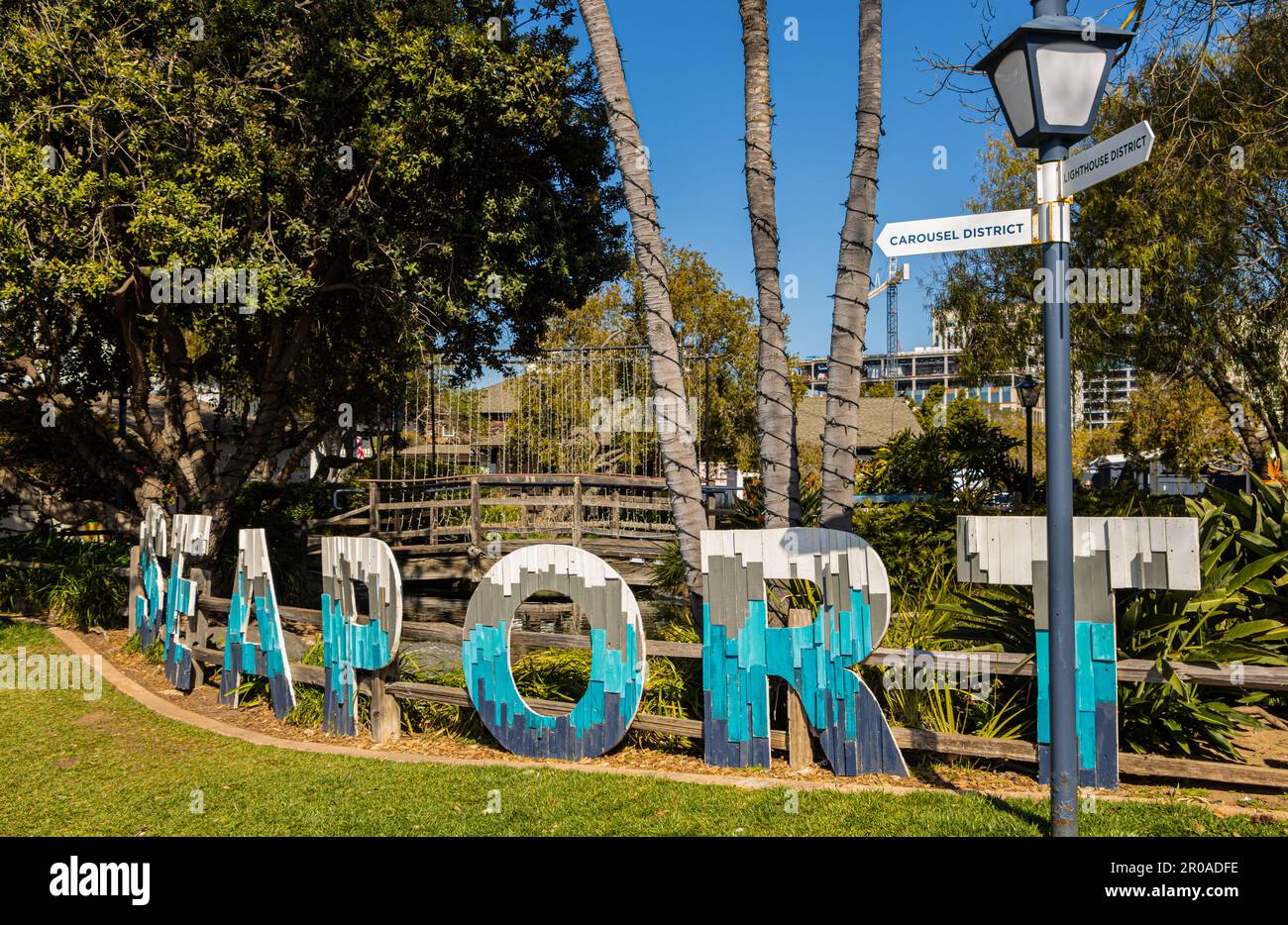 Seaport Village Sign Along The Waterfront, San Diego, California, USA ...