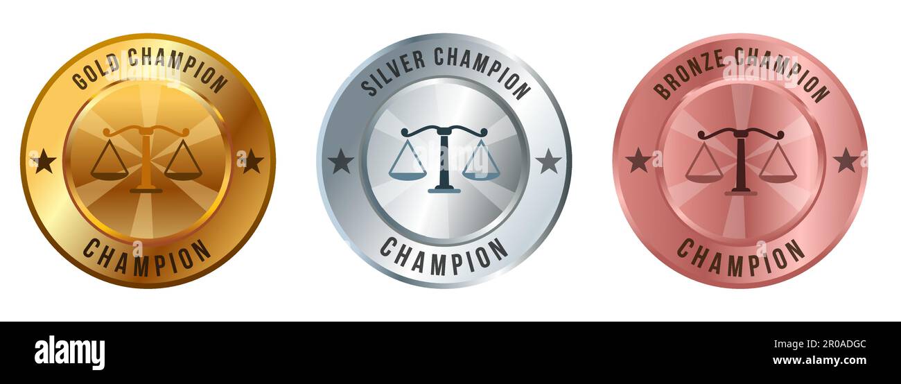 Law legislation scales symbol gold silver bronze medal legal balance competition championship ...