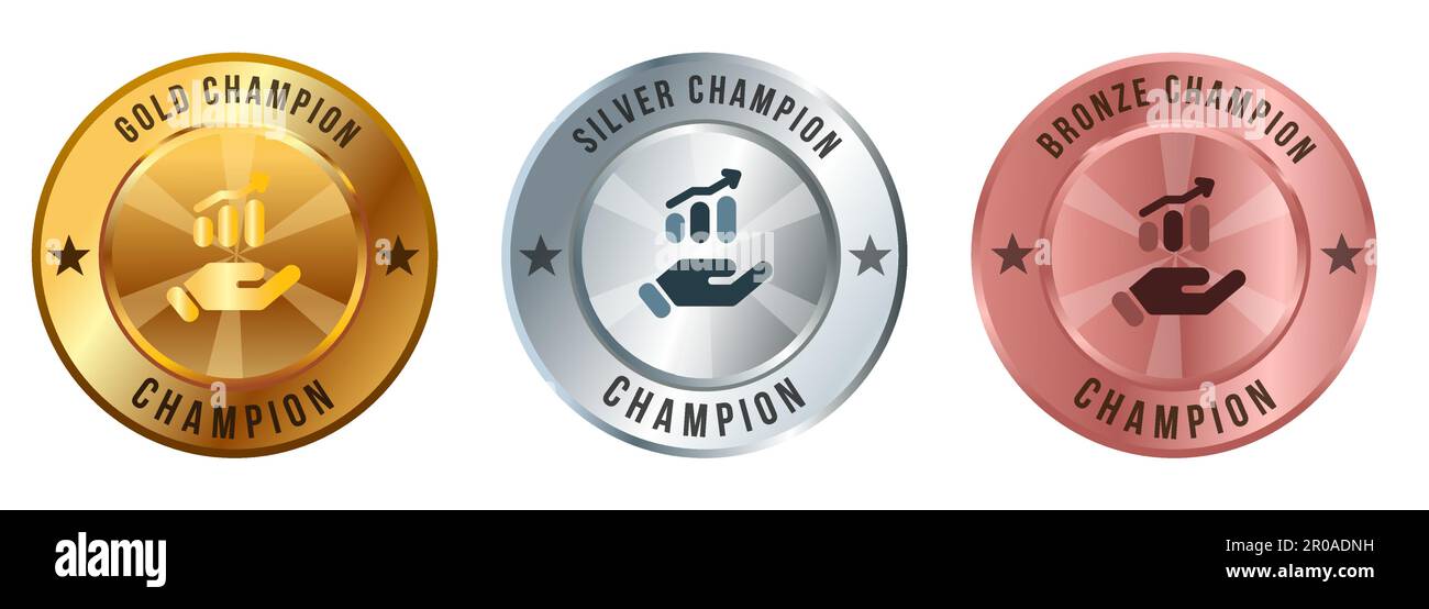 gold silver bronze hand with chart symbol of marketing sales business ...