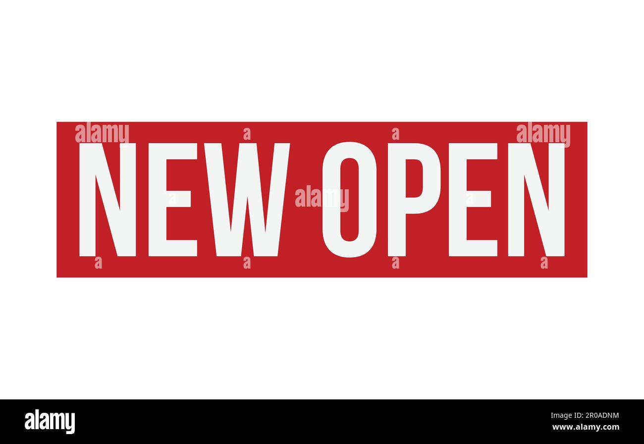 New Open Rubber Stamp. Red New Open Rubber Grunge Stamp Seal Vector ...