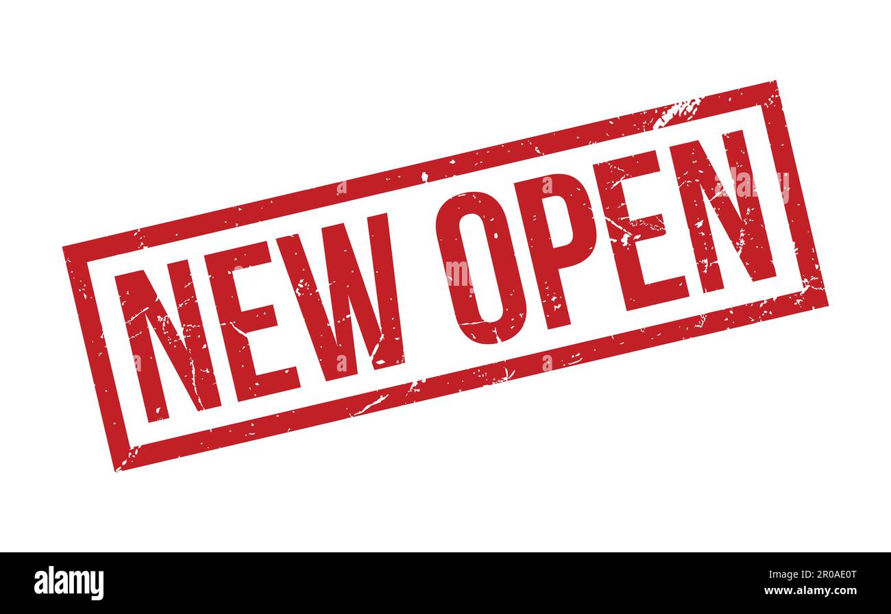 New Open Rubber Stamp. Red New Open Rubber Grunge Stamp Seal Vector ...