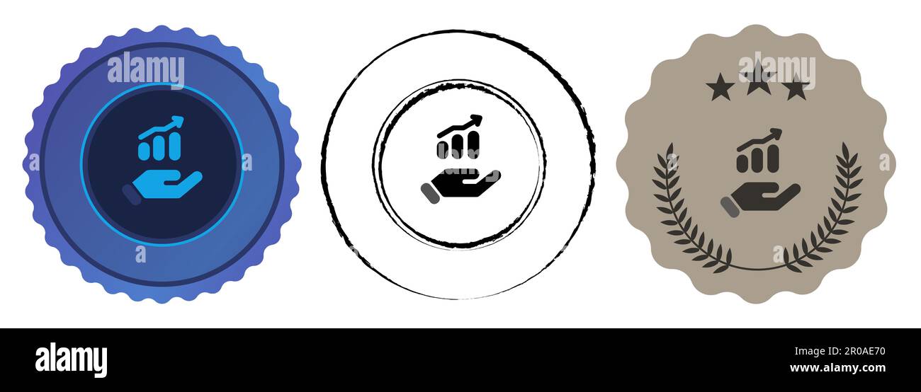 Hand with chart symbol of marketing sales business flat medal ...