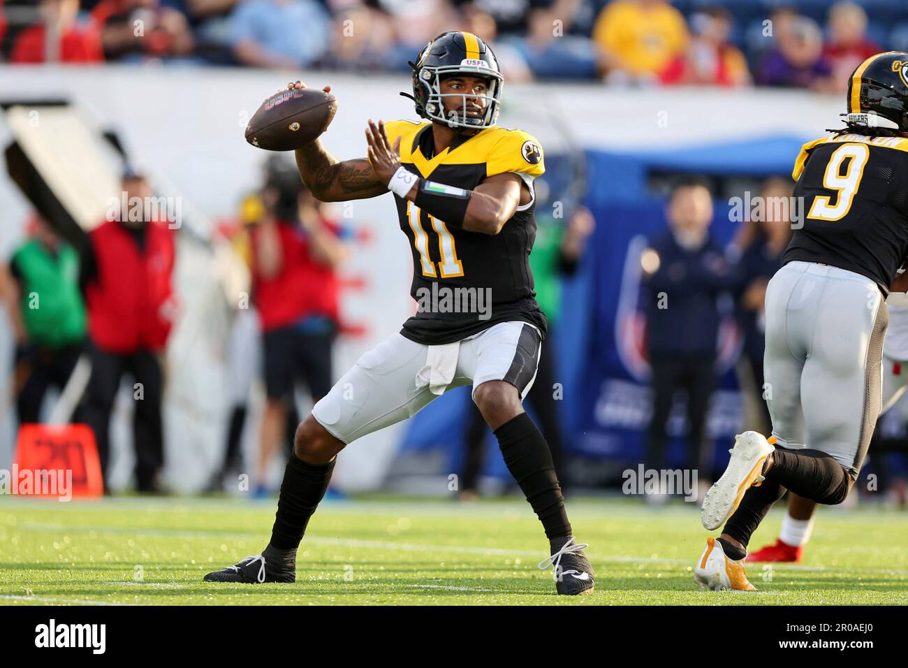 CANTON, OH - MAY 07: Pittsburgh Maulers quarterback Troy Williams (11 ...