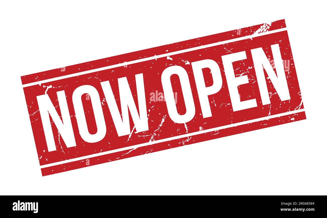 Now Open Rubber Stamp. Red Now Open Rubber Grunge Stamp Seal Vector ...