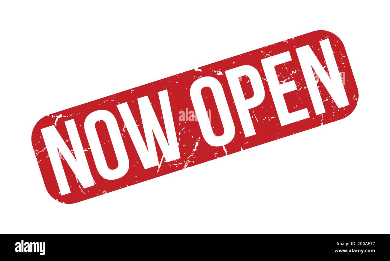 Now Open Rubber Stamp. Red Now Open Rubber Grunge Stamp Seal Vector ...