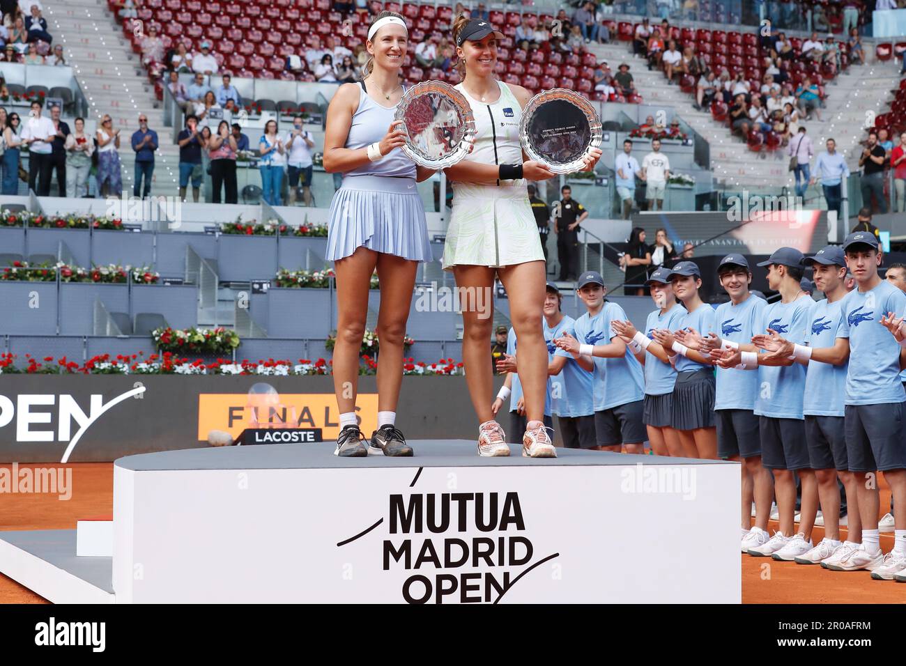 Madrid, Spain. 7th May, 2023. (L-R) Victoria Azarenka (BLR), Beatriz ...