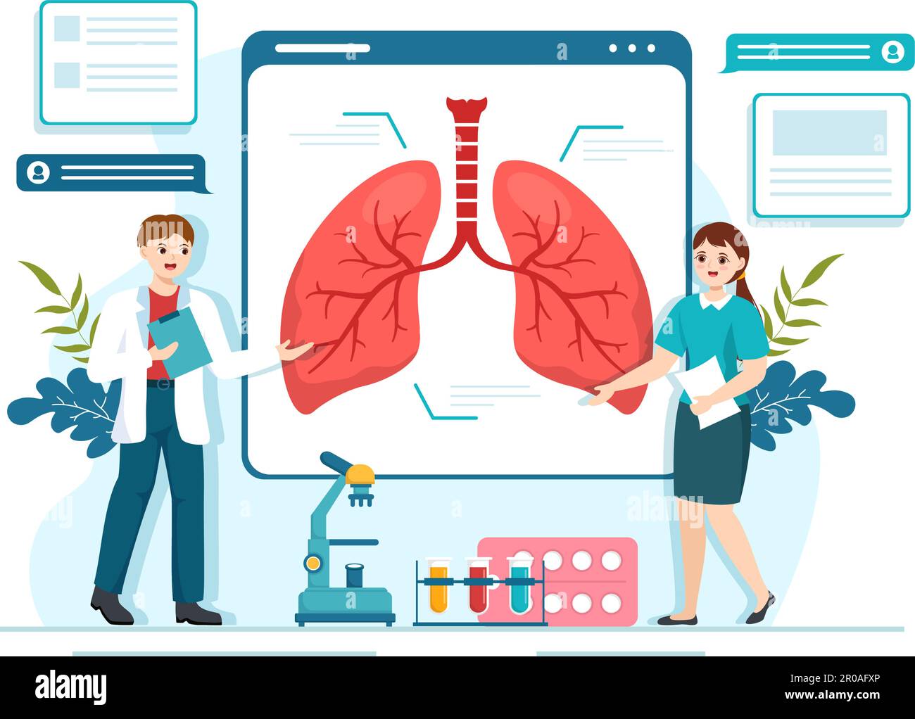 Pulmonologist Vector Illustration with Doctor Pulmonology, Lungs ...