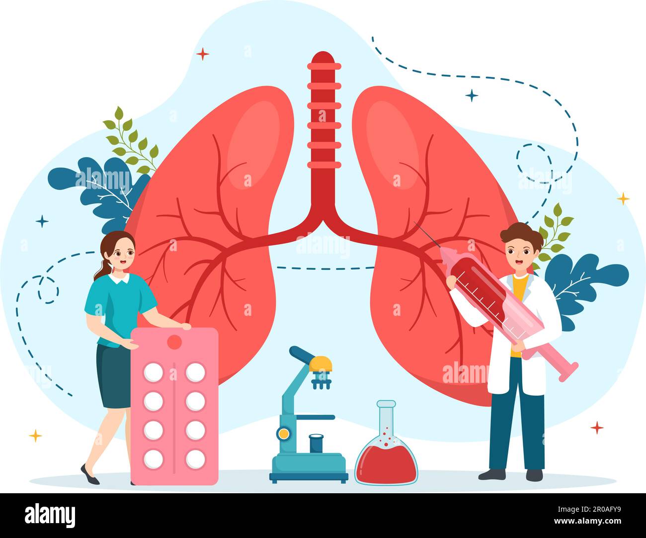 Pulmonologist Vector Illustration with Doctor Pulmonology, Lungs ...